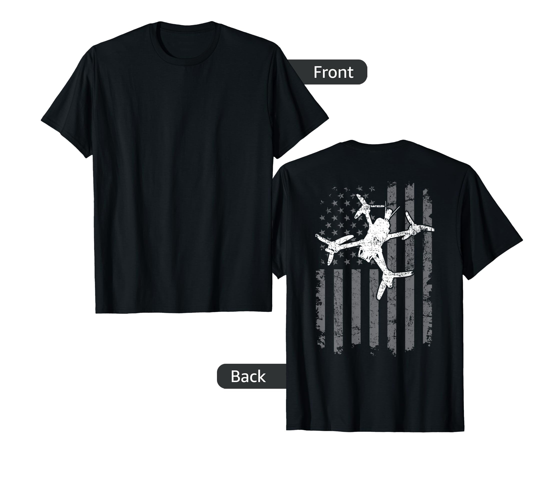 USA Flag FPV Drone Freestyle Race Quadcopter Pilot - ON BACK T-Shirt