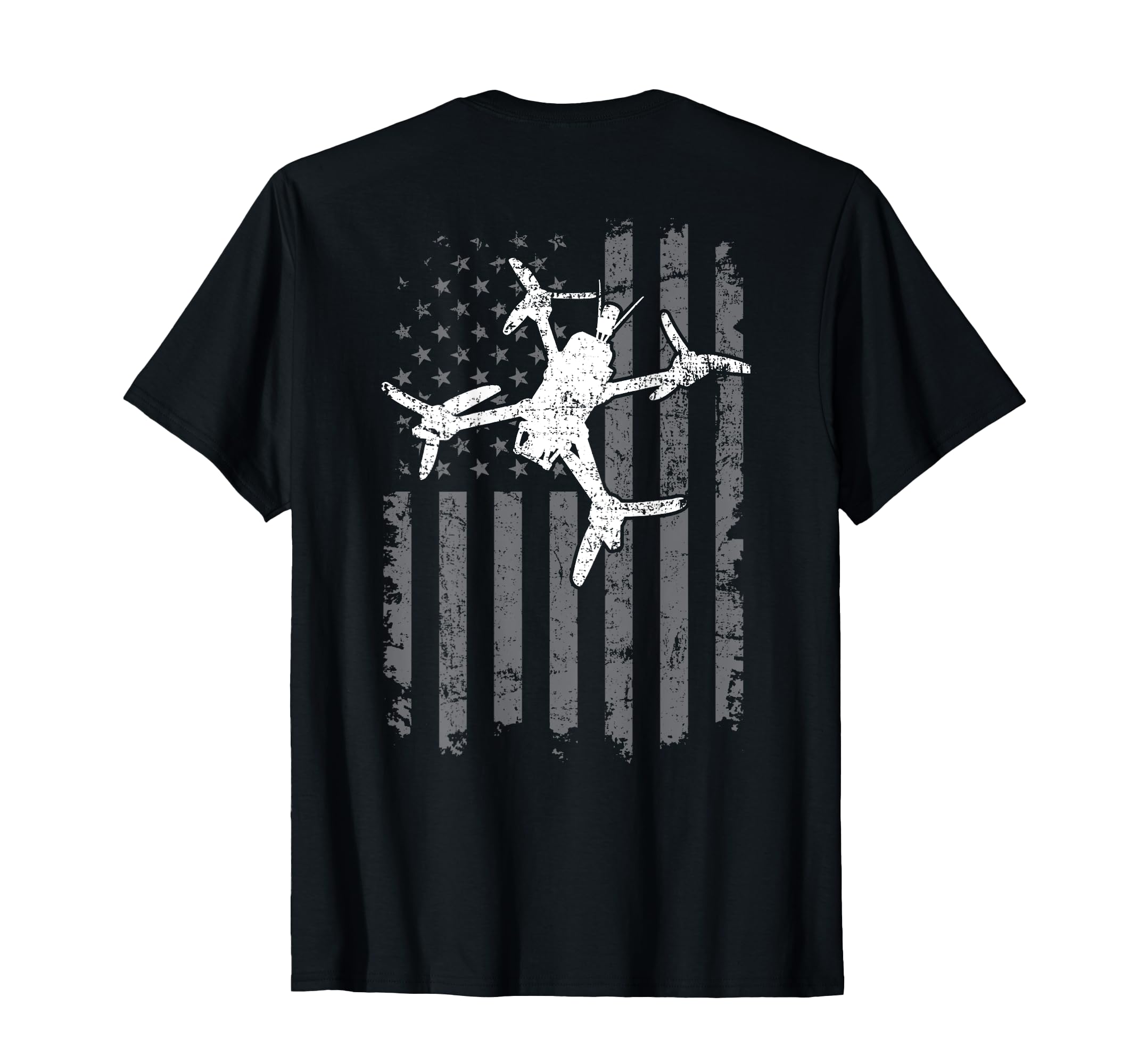 USA Flag FPV Drone Freestyle Race Quadcopter Pilot - ON BACK T-Shirt