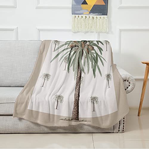 Fleece Throw Blanket for Bed, Summer Palm Tree on Brown Background Blanket Throw Fluffy Blanket Luxury Flannel Blankets and Throws for Couch Picnic Outdoor, Nap(40x50)