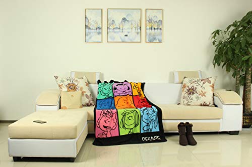 Silver Buffalo Peanuts Multicolor Character Grid 45 x 60 Inch Fleece Throw Blanket
