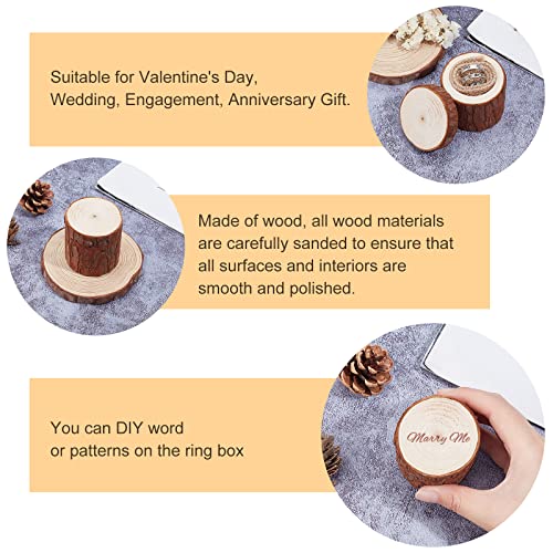 PH PandaHall Ring Box, Wooden Ring Dish Storage Box Wedding Ceremony Wood Ring Bearer Box Rustic Ring Stand Jewelry Holder Storage Case for Decoration Anniversary Engagement Wedding Gift 2 x 2 Inch
