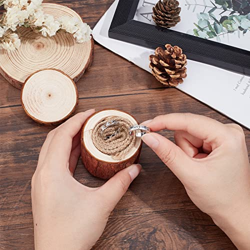 PH PandaHall Ring Box, Wooden Ring Dish Storage Box Wedding Ceremony Wood Ring Bearer Box Rustic Ring Stand Jewelry Holder Storage Case for Decoration Anniversary Engagement Wedding Gift 2 x 2 Inch
