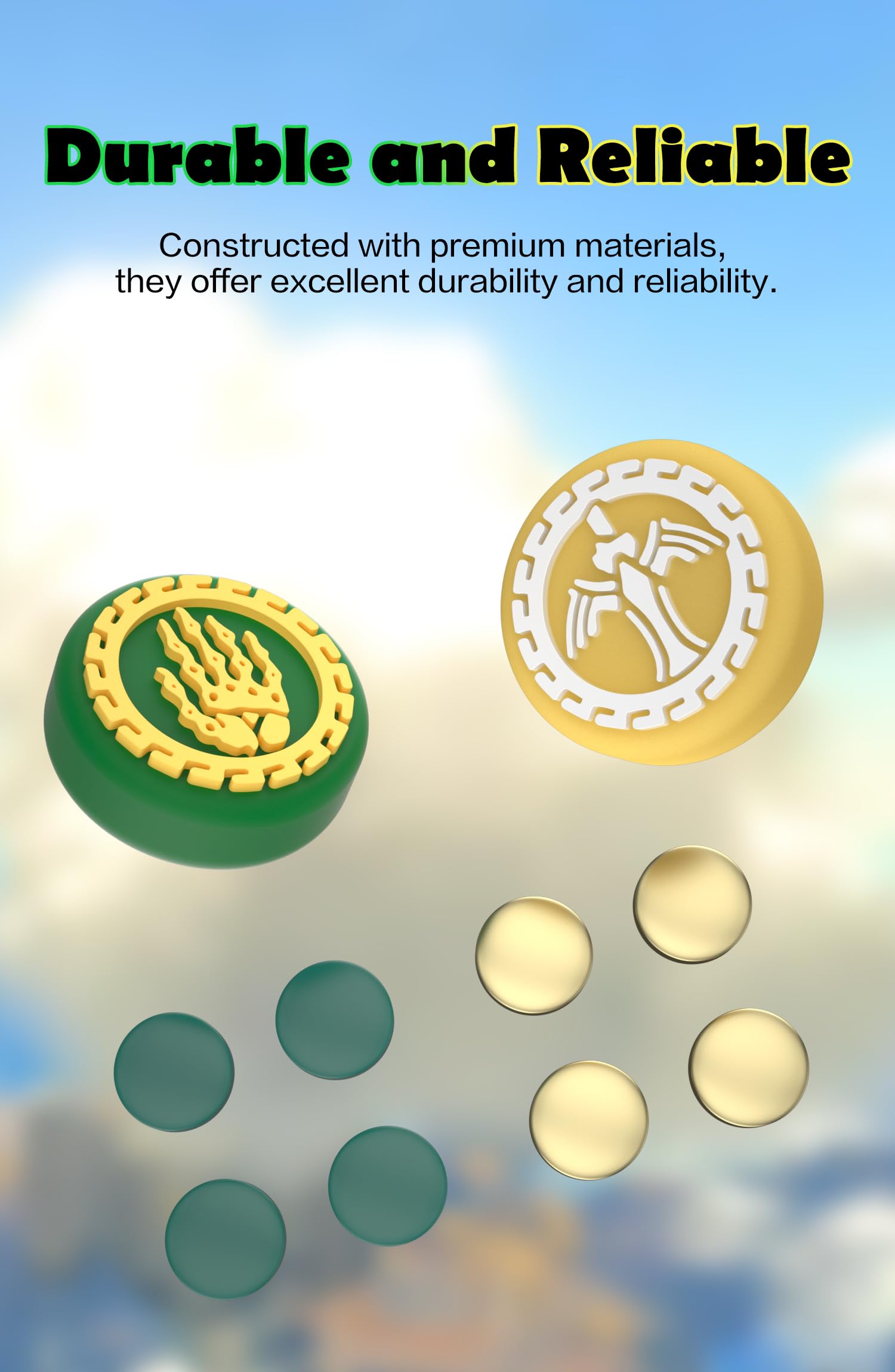 Switch Thumb Grip Caps for The Legend of Zelda: Tears of The Kingdom, Soft Silicone Joystick Cover and Switch Button Caps for Switch OLED/Switch lite - GreenGold