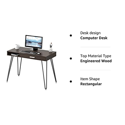 SHW Home Office Computer Hairpin Leg Desk with Drawer