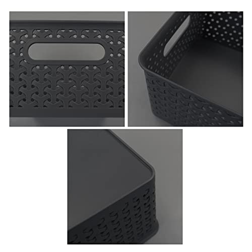 Teyyvn Plastic Storage Basket, 11.6" x 8.9" x 4.7", Pack of 4, Dark Gray