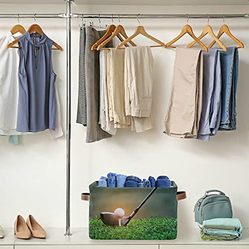 TropicalLife Rectangular Storage Bin Cube Sport Golf Ball Club Foldable Organizer Basket with Handles, Collapsible Storage Box for Kids Toy Shelf Closet Nursery