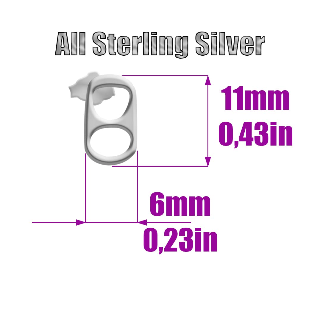 Fun Earrings for Women -Sterling Silver Solid-Unique Earrings for Women-Soda Can Tab Earrings- Sahma