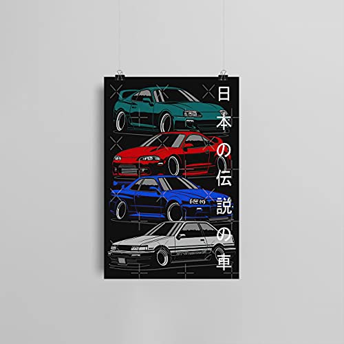 ALLUCKII JDM Japanese Car Poster Legends Essential Classic Canvas Wall Print Art Living Room Wall Decor Artwork Paintings for Bathroom Decor 16"X24" No Frame