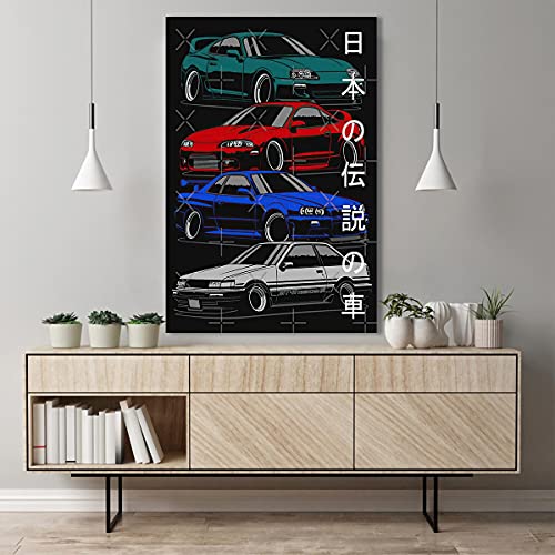 ALLUCKII JDM Japanese Car Poster Legends Essential Classic Canvas Wall Print Art Living Room Wall Decor Artwork Paintings for Bathroom Decor 16"X24" No Frame