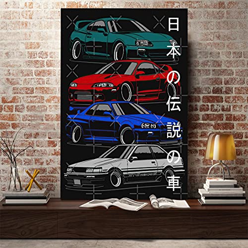ALLUCKII JDM Japanese Car Poster Legends Essential Classic Canvas Wall Print Art Living Room Wall Decor Artwork Paintings for Bathroom Decor 16"X24" No Frame