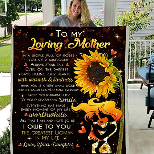 Maylian to My Love Mother from Daughter You are a Sunflower Always Stand Tall Front Flannel Back Sherpa Fleece Blanket (X-Large 80 X 60 INCH)