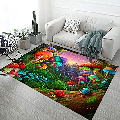 LGGQQW Psychedelic Forest Mushroom Area Rugs,Hippie Mushroom catpets for yogo livingroom Bedroom