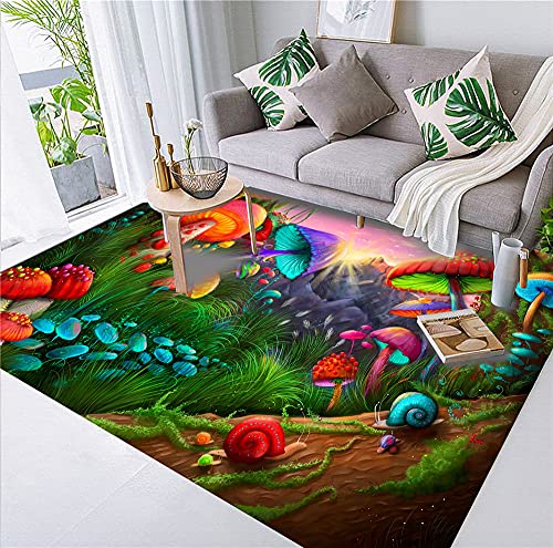 LGGQQW Psychedelic Forest Mushroom Area Rugs,Hippie Mushroom catpets for yogo livingroom Bedroom