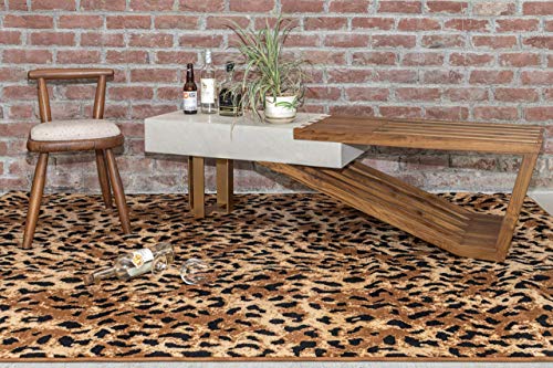 Furnish my Place Leopard Print Area Rug - 7 ft. 8 in. x 11 ft., Beige, Rectangular Accent Rug with Contemporary Design