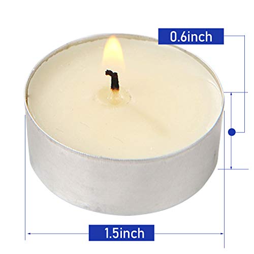 50Pack Tealight Candles,Unscented Tea Lights Candles, White, Smokeless, Dripless & 6Hours Burn Time Long Burning Paraffin Tea Candles for Home, Romantic Decor,Pool, Shabbat, Weddings & Emergencies