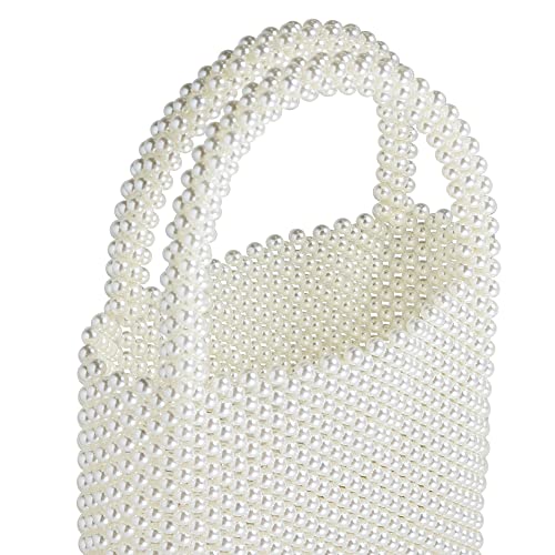 Grandxii Pearl Clutch Purse White Summer Handbag Tote Bag Evening Party Bag With Pearls For Women