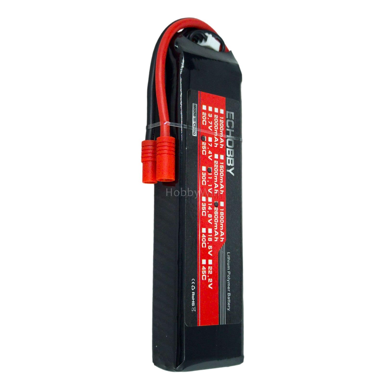 ECHOBBY 11.1V 3S 2600mAh 25C LiPo Battery 3.5mm Banana Plug for RC Airplane Helicopter Quad Copter FPV Drone Multirotor Aircraft