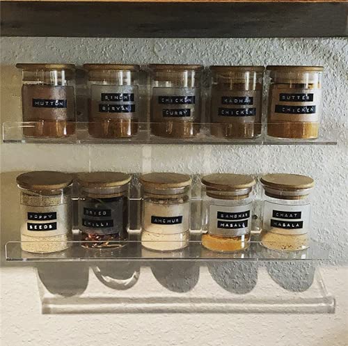Acrylic Floating Wall Shelves 4 Pack Kids Bookshelf 24 Inch, Wall Mounted Invisible Ledge Shelf, Spice Rack, 4MM Thick Clear Bathroom Storage Shelves Display Organizer Toy Picture with 12 Screws