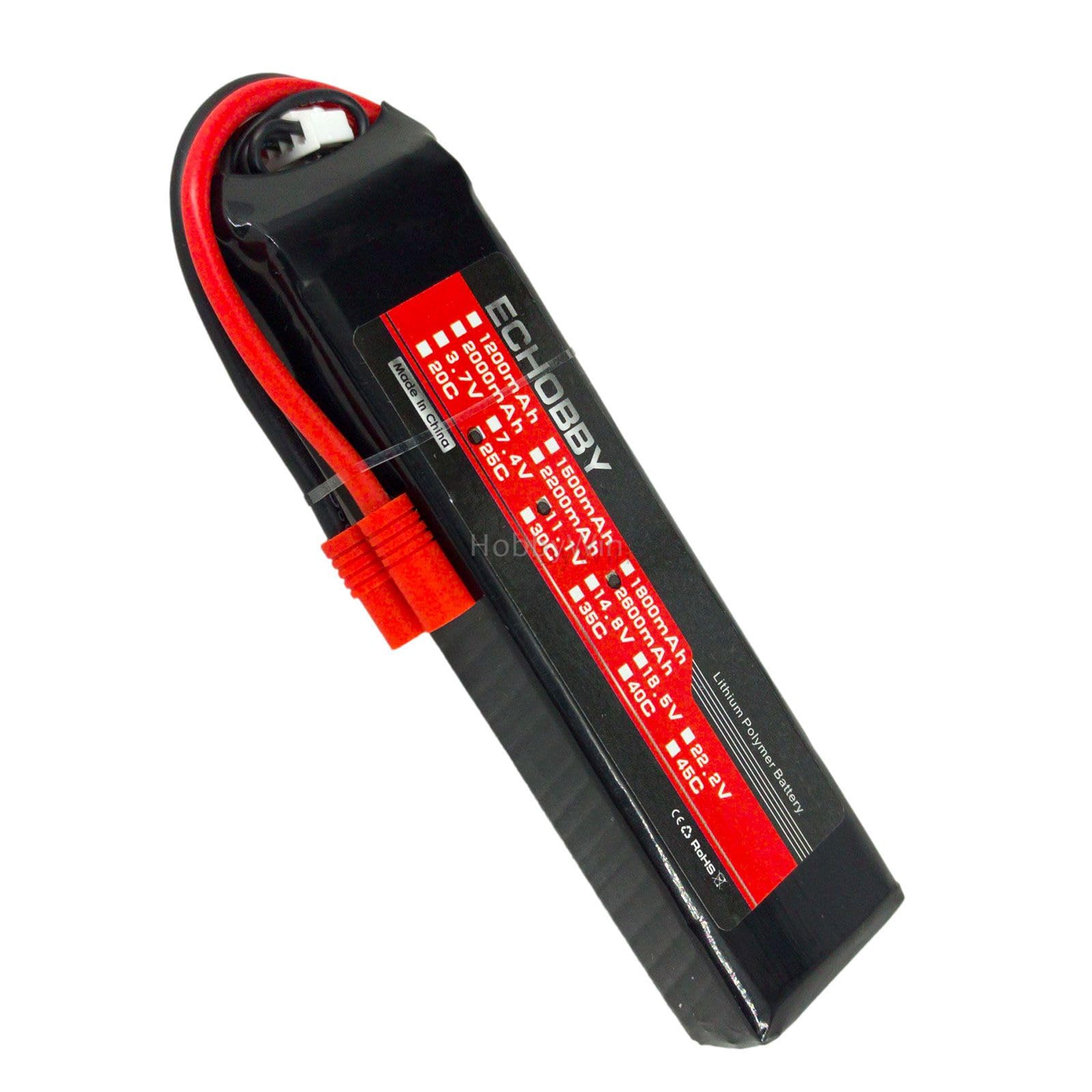 ECHOBBY 11.1V 3S 2600mAh 25C LiPo Battery 3.5mm Banana Plug for RC Airplane Helicopter Quad Copter FPV Drone Multirotor Aircraft