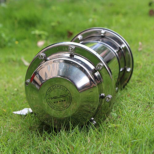 Jonoisax Time Capsule Box Bury Container - Anti-Corrosion Waterproof Stainless Steel Durable Lock Container for Future Graduation Gift,10.2Inch