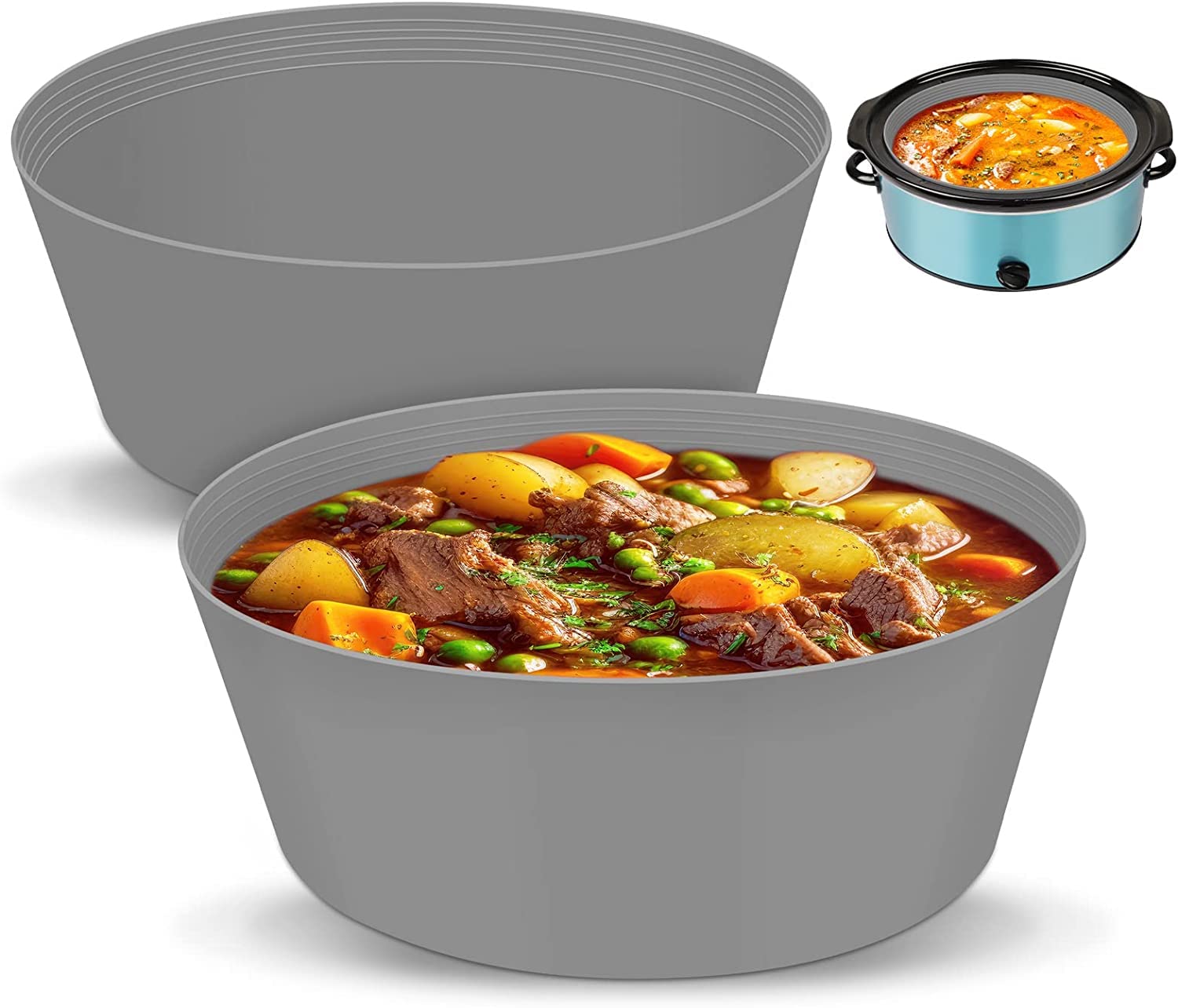 Silicone Slow Cooker Liner, Crock Pot Liners Reusable, Easy Clean, BPA Free, Leakproof, No Melt Silicone Slow Cooker Insert, Dishwasher Safe Liner for 7 Quart to-8 Quart Crock Pot Slow Cookers