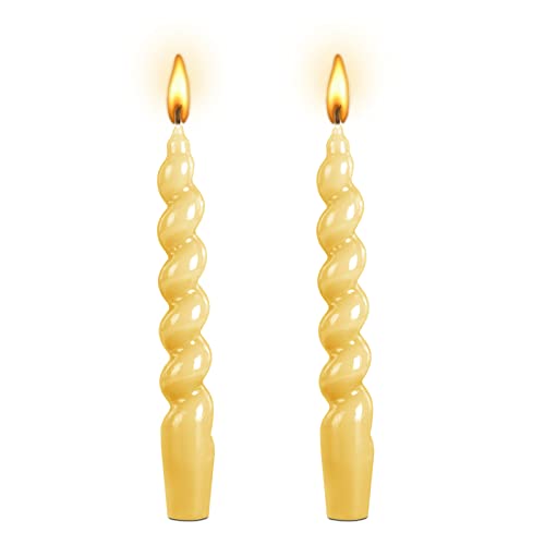Spiral Taper Dinner Candles - Conical Stick Candles, H 7.5inch, Unscented, Aesthetic Candle, 3/4 Taper Candles, Long Votive Candles,Christmas Giftt,Chime Candles(Yellow)