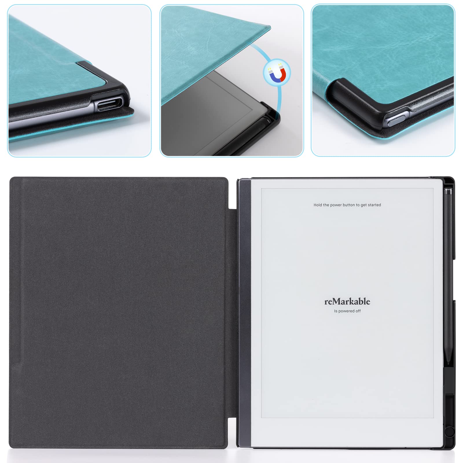 CoBak Case for Remarkable 2 Paper Tablet - Lightweight and Hard Back Shell Protective Book Folio Cover with Built-in Pen Holder - for 10.3" 2020 Released (SkyBlue)