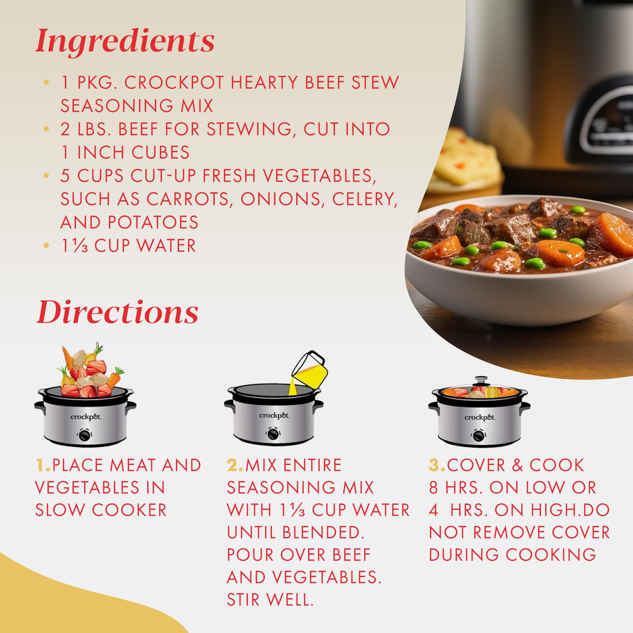 Crock-Pot Hearty Beef Stew Seasoning Mix, 1.5 Ounce (Pack of 12)