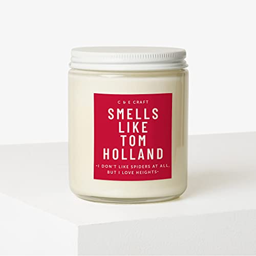 C&E Craft Smells Like Tom Holland Scented Candle – All-Natural Soy Wax Candle – Delightful Intense Fragrance – Candle Jar with Metallic Lid for Home, Office, Meditation (8 Ounces)