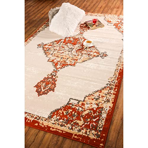 Furnish my Place Bohemian Bear Rug - 5 ft. x 8 ft., Multicolor, Cabin Rug with Bear, Geometric Print