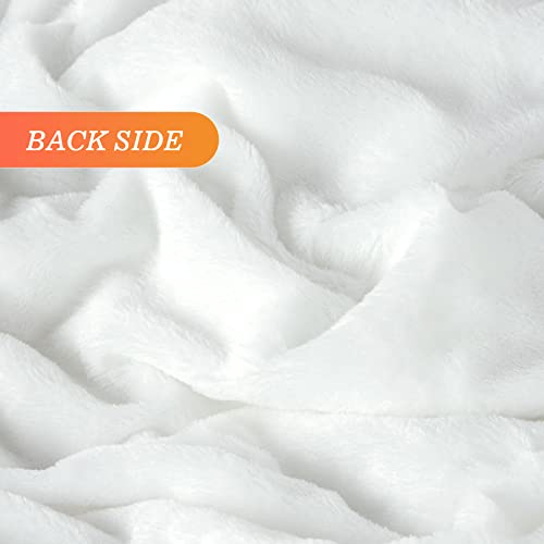 Soft Fuzzy Faux Fur Throw Blanket,50"x60",Reversible Lightweight Fluffy Cozy Plush Fleece Comfy Furry Microfiber Decorative Shaggy Blanket for Couch Sofa Bed,Pure White