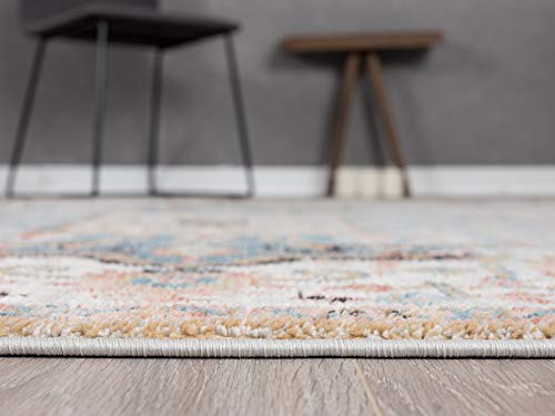 Abani Azure Collection Faded Beige & Blue 6'x9' Persian Area Rug - Vintage Style Accent Rug Rugs