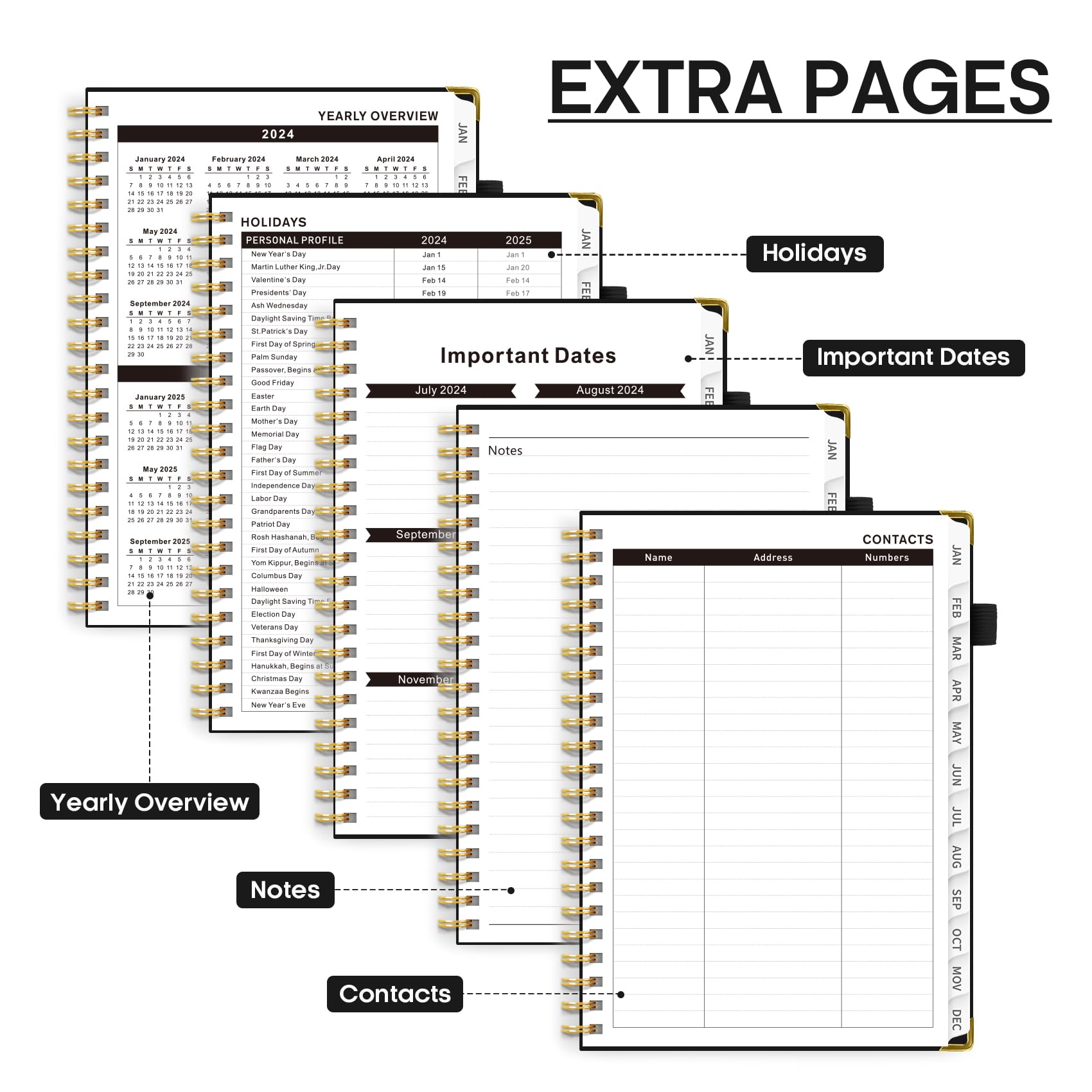 Monthly Planner 2024-2025, 2024 Calendar 21 Months Planner, APR 2024 - DEC 2025, 7.4" x 9.6", 2024 Planner Spiral Bound, Perfect for School & Office - BlackDark