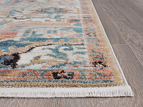 Abani Azure Collection Faded Beige & Blue 6'x9' Persian Area Rug - Vintage Style Accent Rug Rugs