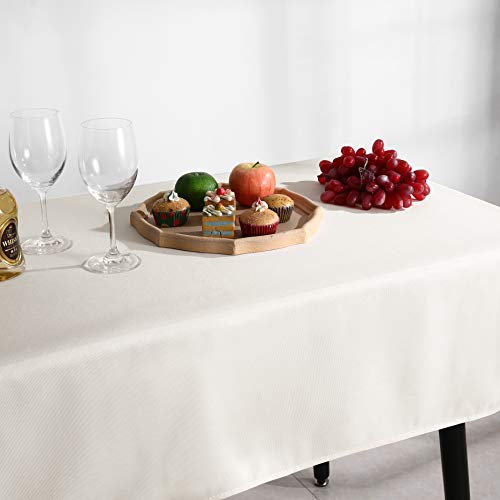 RUIBAO HOME Beige Cream(Light Yellow) Rectangle Tablecloth Spill and Waterproof Wrinkle Washable Polyester Tablecloth for Dining Table Kitchen, 60 x 85 Inches(60 x 85 in, Cream)