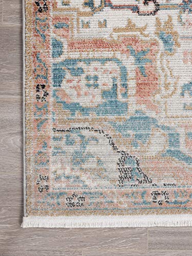 Abani Azure Collection Faded Beige & Blue 6'x9' Persian Area Rug - Vintage Style Accent Rug Rugs