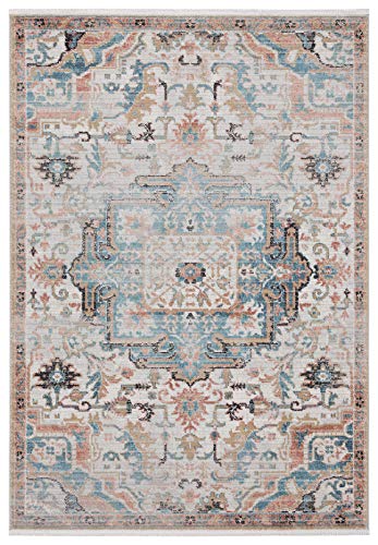 Abani Azure Collection Faded Beige & Blue 6'x9' Persian Area Rug - Vintage Style Accent Rug Rugs