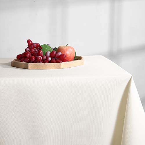 RUIBAO HOME Beige Cream(Light Yellow) Rectangle Tablecloth Spill and Waterproof Wrinkle Washable Polyester Tablecloth for Dining Table Kitchen, 60 x 85 Inches(60 x 85 in, Cream)