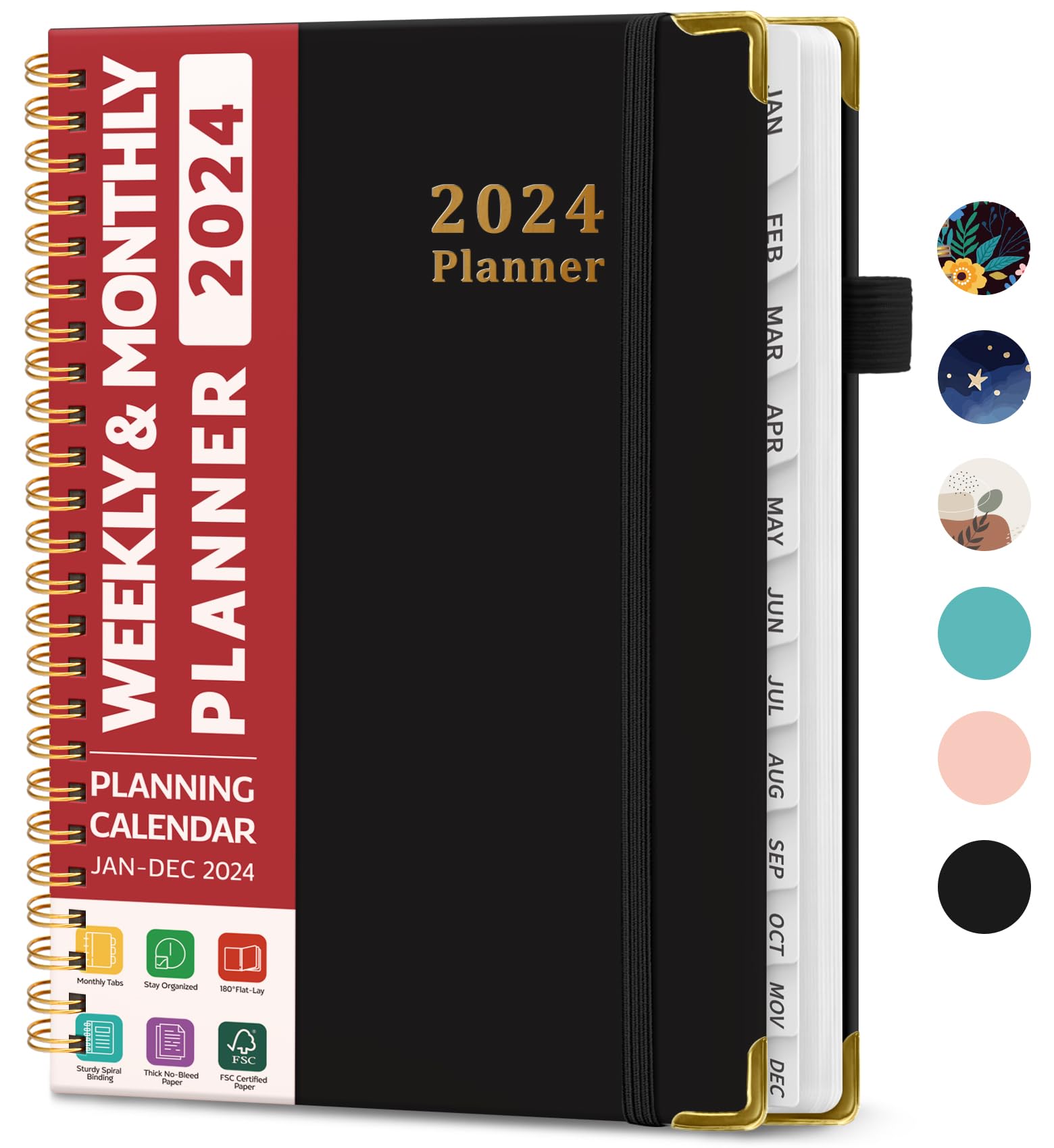 Monthly Planner 2024-2025, 2024 Calendar 21 Months Planner, APR 2024 - DEC 2025, 7.4" x 9.6", 2024 Planner Spiral Bound, Perfect for School & Office - BlackDark
