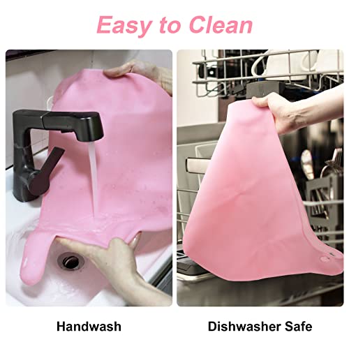 2 Pack Foldable Silicone Slow Cooker Liners, Reusable Crock Pots Silicone Liner Fit 6-8 Quarts Crockpot Leakproof Easy Clean Bags Divider for Oval or Round Pot (Pink+Yellow)