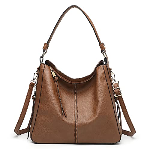 Hobo Bags for women Shoulder Bags Ladies Soft Vegan Leather Purses Handbags Tote Fashion Designer Work Bags Woman Satchel (New Brown)