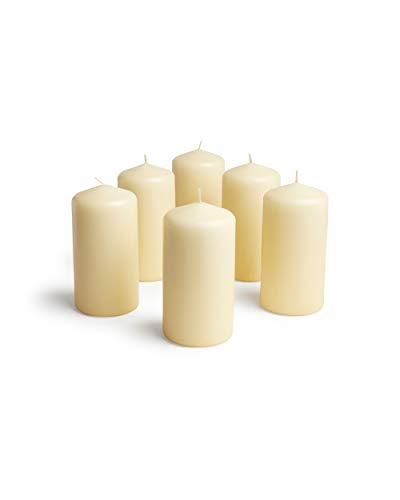 Cone Top Pillar Candles by Bask - Set of 6 - 3" x 6" Dripless Unscented Candles in Ivory for Home Decor, Relaxation & All Occasions
