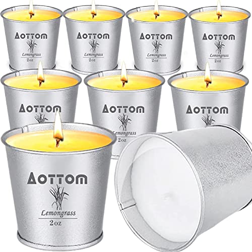 Citronella Candles Outdoor - 2.2oz 9 Pack Scented Candles 135h Burning for Patio Home Balcony Garden - Natural Soy Wax Aromatherapy Citronella Oil Portable Small Bucket Candles Set Summer Gifts