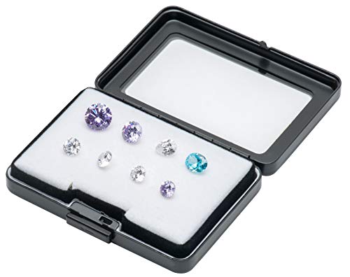 Glass Top Loose Diamond or Gemstone Display Box Case Holder Show Container Metal (Black Large Rectangle)