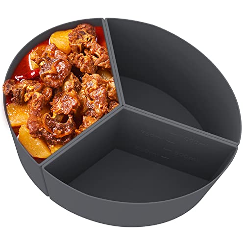 Dompion Silicone Slow Cooker Liners, Reusable 3 Divider Insert Fits for Crock-pot Oval 6 QT Slow Cooker, Dishwasher Safe, Easy Cleanup, Food-Grade BPA Free Cooking Liners for Most 6 QT Slow Cooker