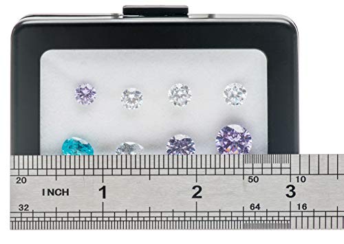 Glass Top Loose Diamond or Gemstone Display Box Case Holder Show Container Metal (Black Large Rectangle)