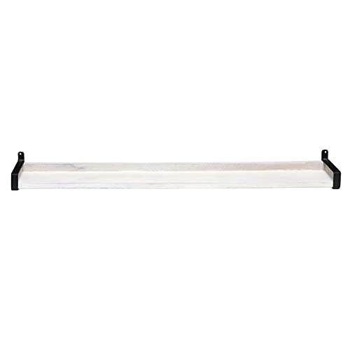 InPlace Shelving, 9602116E, Wall Mounted Real Wood Industrial Bracket Ledge, 36 Inch x 5 Inch x 2.75 Inch, Distressed White