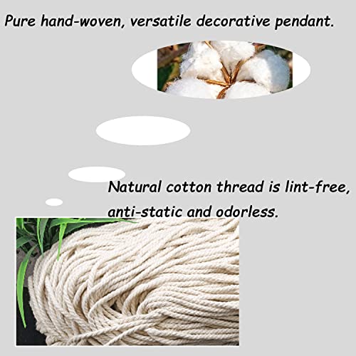 Macrame Wall Hanging Shelf, Boho Room Decor Handmade, Wooden Storage Floating Shelves for Small Plants and Photo Frames, for Living Room, Bedroom, Bathroom, 3Pcs…