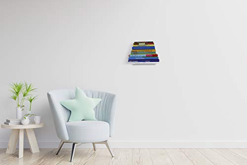 CRIZTA Invisible Floating Bookshelf , Heavy Duty Wall Mounted Book Organizer, Metal Shelves Holder for Books, Large Size (White) (2)