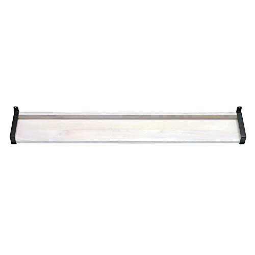 InPlace Shelving, 9602116E, Wall Mounted Real Wood Industrial Bracket Ledge, 36 Inch x 5 Inch x 2.75 Inch, Distressed White